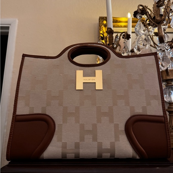H by Halston | Bags | Halston Monogram Bag Tote Bag With Strap Elegant ...